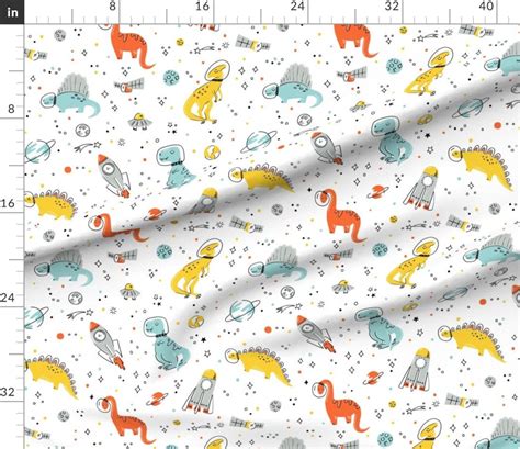 T Rex Fabric Sketchy Space Dinosaurs By Latheandquill Etsy