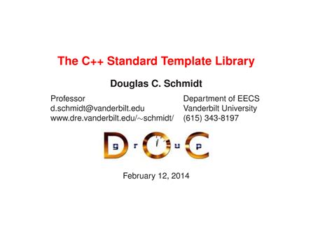 Stl Stl In C The C Standard Template Library Douglas C Schmidt Professor Department Of