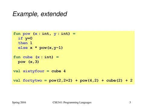 Cse341 Programming Languages Lecture 2 Functions Pairs Lists Ppt