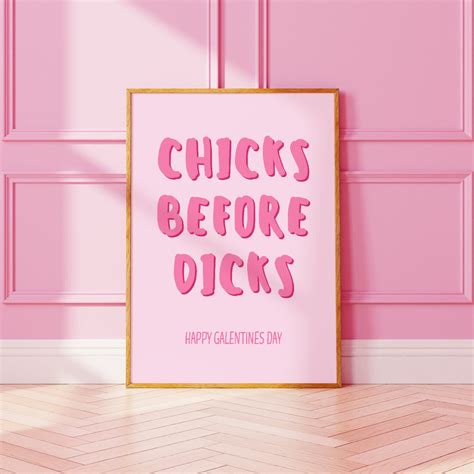 Chicks Before Dicks Digital Print Funny Valentines Day Decor