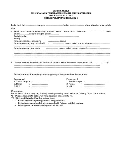 Berita Acara Psas Pdf