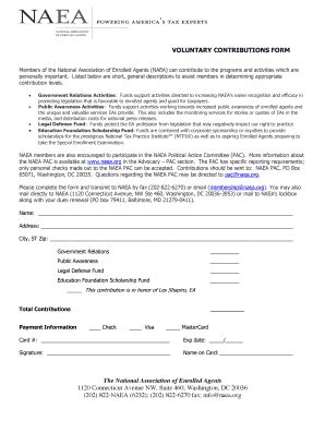 Fillable Online Naea NAEA Contribution Form National Association Of