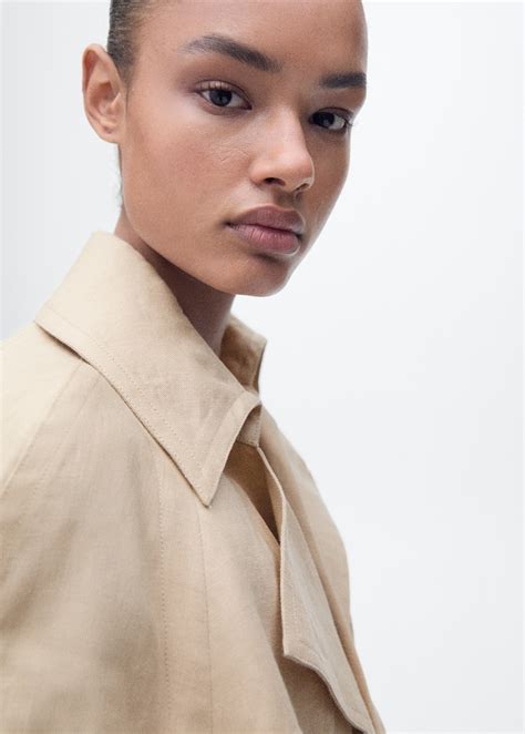 Linen Jacket With Belt Women Mango Usa