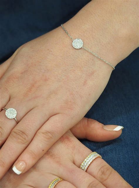 Adele Circle Disc Pave Set Cz Bracelet In Silver — Jewellery Co Australia