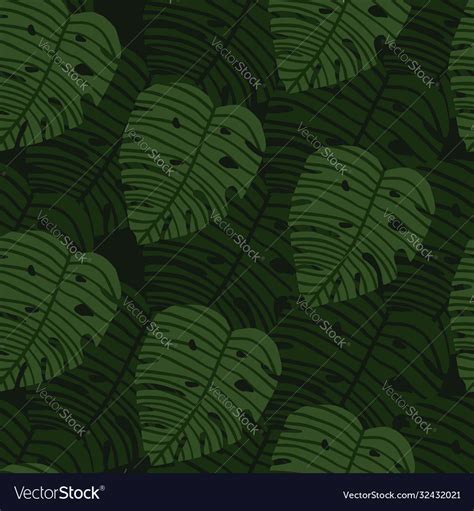 Geoetric Green Monstera Leaves Wallpaper Botanic Vector Image