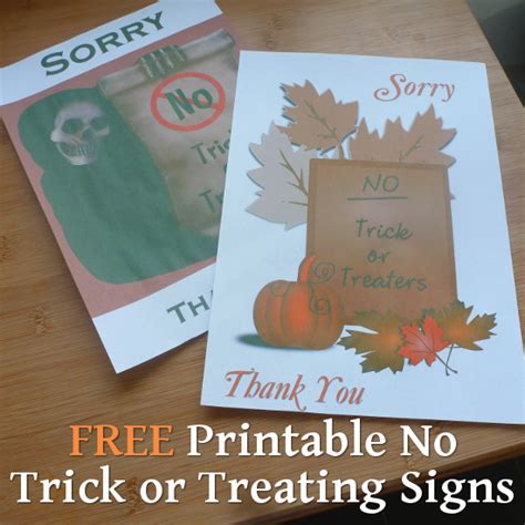 Free No Trick Or Treating Signs Printable