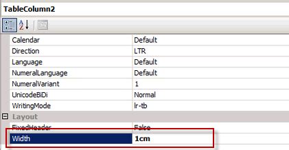 C How To Specify A Fixed Width For Rdlc Tablix Stack Overflow