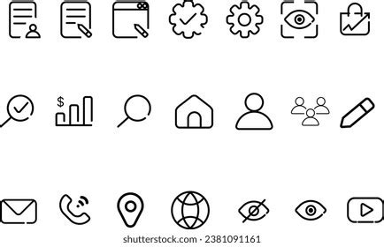 Basic Outline Icon Set Ui Stock Vector Royalty Free 2381091161 Shutterstock