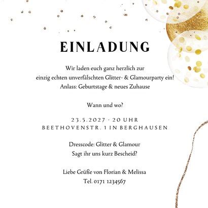 Einladungskarte Glitter Glamourparty Send A Smile