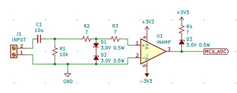 Instrumentation Amplifier And Microcontroller Adc Protection Circuit