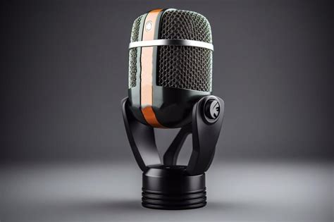 Premium Photo A Closeup Of 3d Rendering Of A Microphone On A Gray
