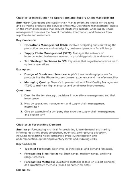 301 Summarized Summary Operations Management Chapter 1