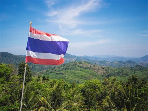 Premium Photo Flag Of Thailand With View On Phuket