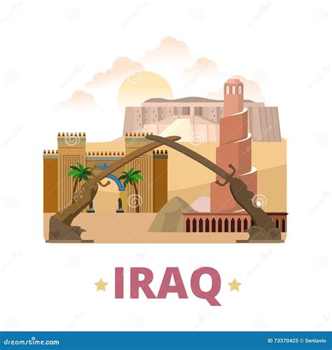 Iraq Country Design Template Flat Cartoon Style We Stock Vector