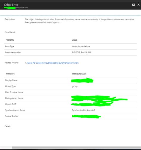 DN Attributes Failure On AAD Sync Service Cloud Computing SaaS