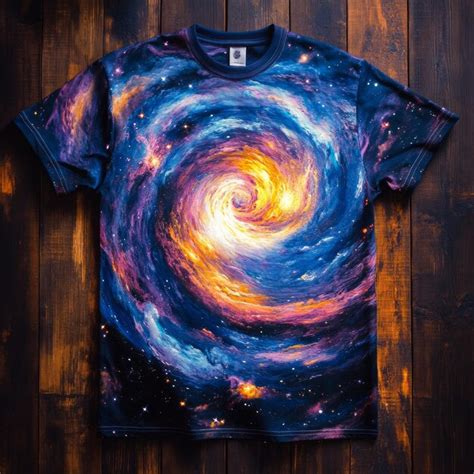 Tshirt Dengan Desain Galaksi Berwarnawarni Premium Ai Generated Image