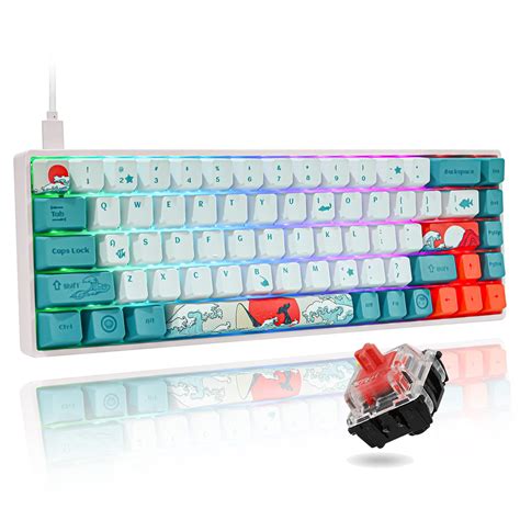 104 Keys Coral Sea Theme Mechanical Keyboard, RGB Lighting Backlit ...