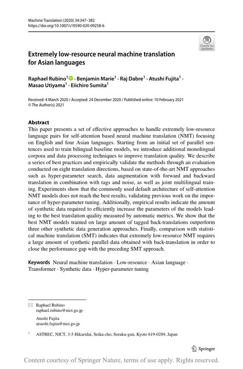 Pdf Extremely Low Resource Neural Machine Translation For Asian Languages