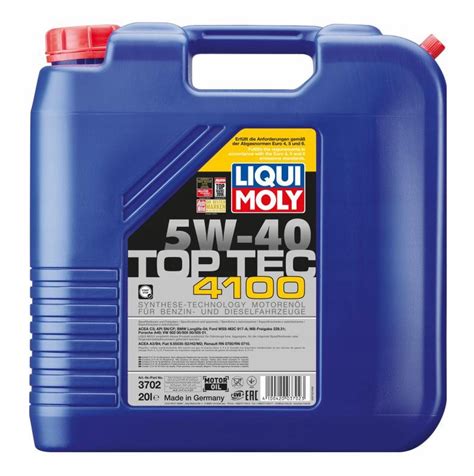 OLEJ LIQUI MOLY 5W40 20L TOP TEC 4100 / DPF/FAP / 502.00 505.00 505.01 ...