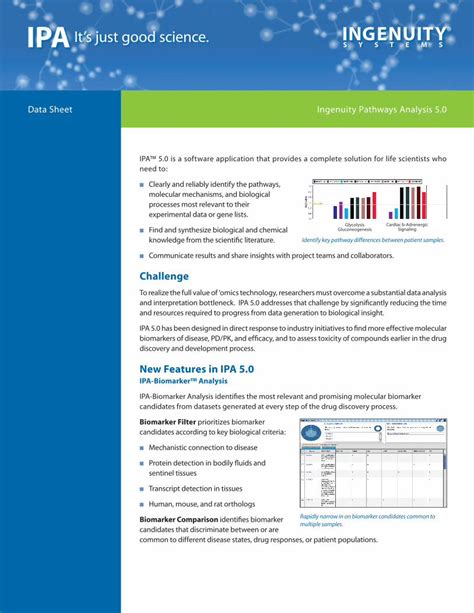 Pdf Data Sheet Ingenuity Pathways Analysis 5 · · 2010 09 03n Find And