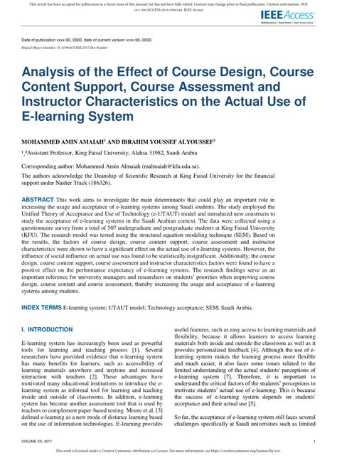 Pdf Analysis Of The Effect Of Course Design Course Content Support Course Assessment And