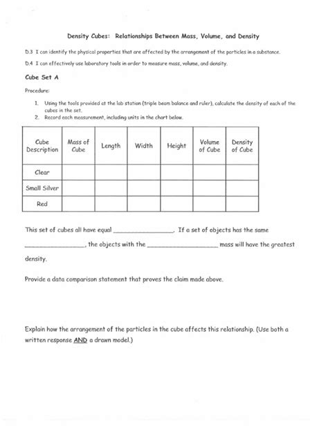 Konner Smith Density Cube Lab Pdf Density Volume