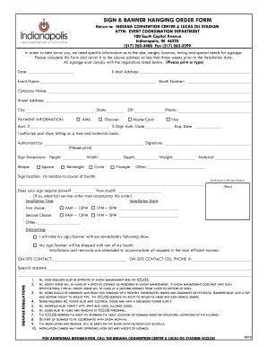 Fillable Online 2018 Sign And Banner Hanging Order Form Indiana