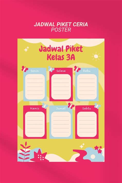Poster Jadwal Piket Ceria Canva Template Templat Kartu Nama