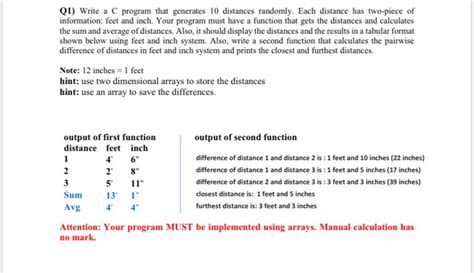 Solved Q1 Write A C Program That Generates 10 Distances