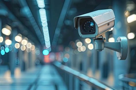 Modern Surveillance Camera In Public Area For Security Premium Ai Generated Image