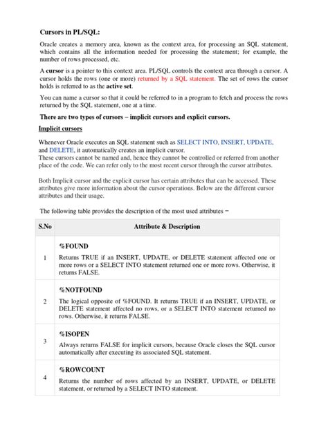 Cursors In Pl Sql Pdf Computing Data Management