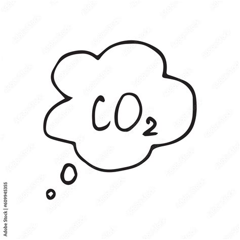 Ecology Carbon Dioxide CO Doodle Art Vector Drawing Black And White Color The Icon Is