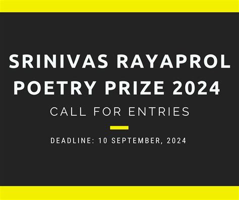 16th Srinivas Rayaprol Poetry Prize 2024 Call For Entries Srinivas