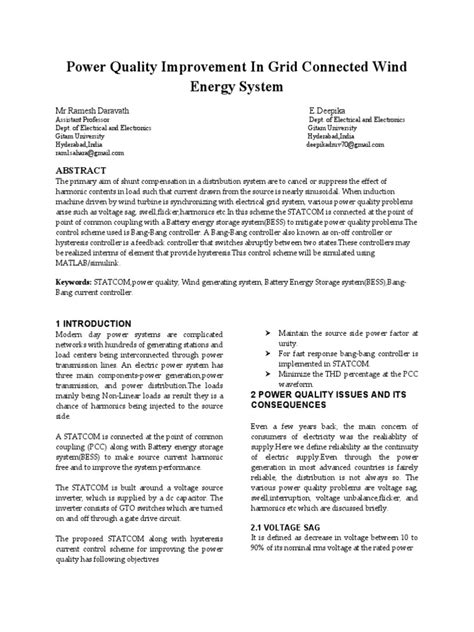 Power Quality Improvement In Grid Connected Wind Energy System Descargar Gratis Pdf Power