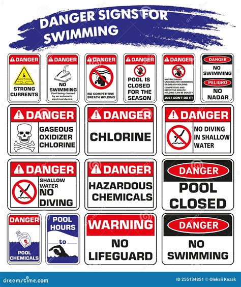 Pool Rules And Cautions Poster Vector Illustration In A Flat Style On A White Background Stock