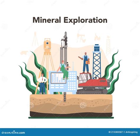 Mining Concept Mineral And Natural Resources Extraction Worker In Uniform Cartoon Vector