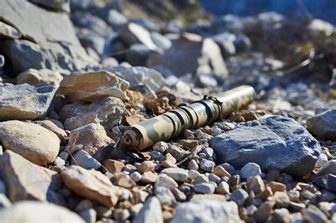 Premium Photo A Photo Of An Exploded Mortar Shell Lying On A Rocky