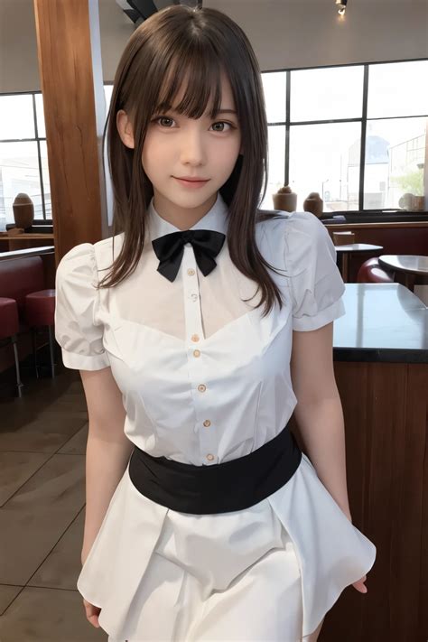 白いシャツと黒い蝶ネクタイを着た女性のクローズアップ Seaart Ai
