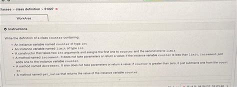 solved classes class definition 51244 x workarea results