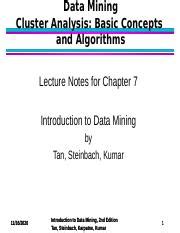 Chap Basic Cluster Analysis Pptx Data Mining Cluster Analysis Basic Concepts And Algorithms