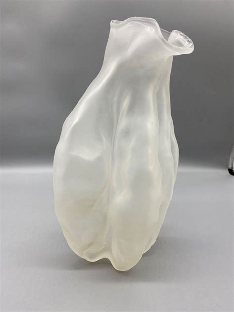 Lot 14 Nikolas Weinstein Abstract Frosted Glass Vase 155300 Dated And Signed Picks And