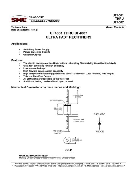 Uf4007 Datasheet Pdf Rectifier Capacitor