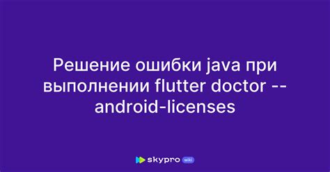 Решение ошибки Java при выполнении Flutter Doctor Android Licenses