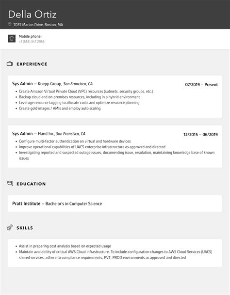 Sys Admin Resume Samples Velvet Jobs