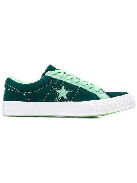 Green Star Embellished Converse Sneakers