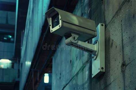 Security Camera Mounted On Side Of Building Generative Ai Stock