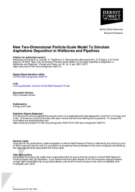Pdf New Two Dimensional Particle Scale Model To Simulate Asphaltene Deposition In Wellbores
