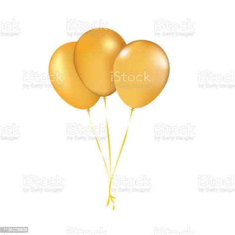 흰색 배경에 생일 노란색 풍선입니다 현실적인 벡터 풍선 1위에 대한 스톡 벡터 아트 및 기타 이미지 1위 3차원 형태 Carnival Istock