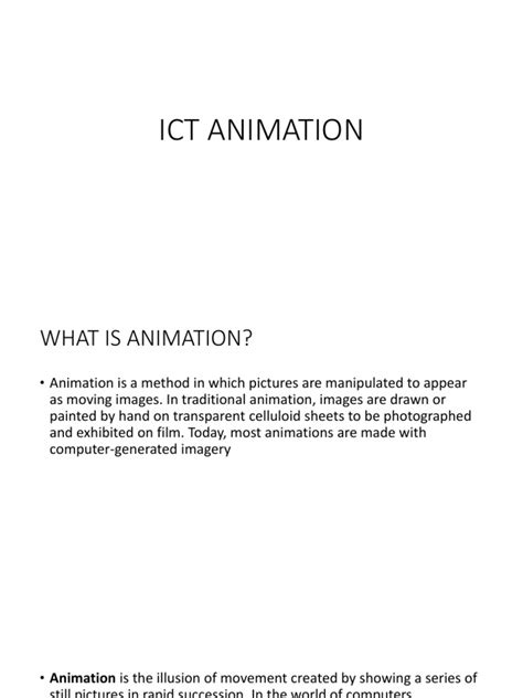 Ict Animation Introduction 2019 2020 Pdf Animation Computer Animation