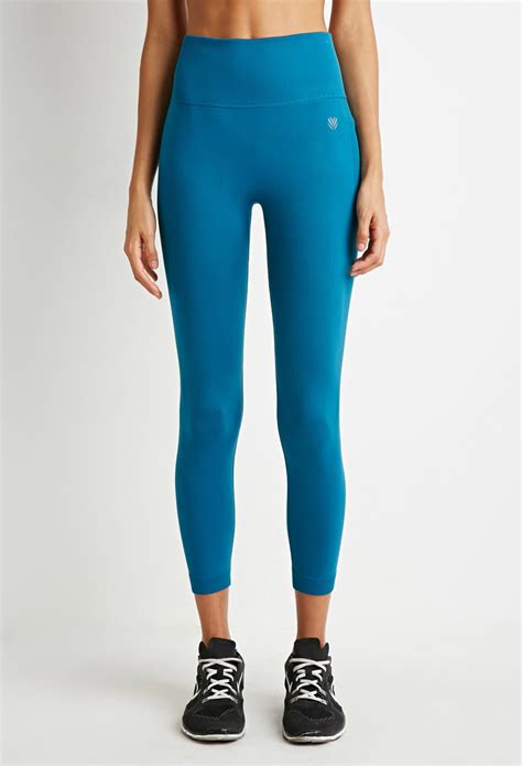 Lyst Forever 21 Active Seamless Capri Leggings In Blue